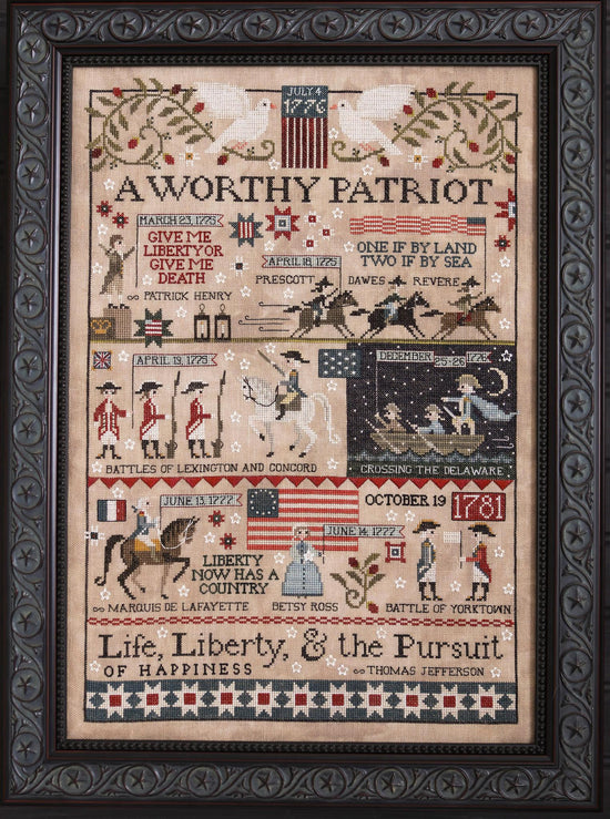 Plum Street Samplers A WORTHY PATRIOT Cross Stitch Pattern – Lindy Stitches