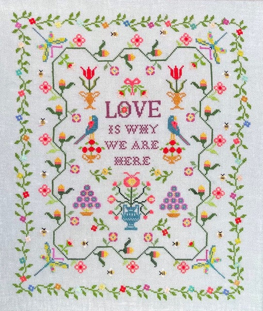 Monticello Stitches LOVE IS WHY WE ARE HERE Cross Stitch Pattern ...
