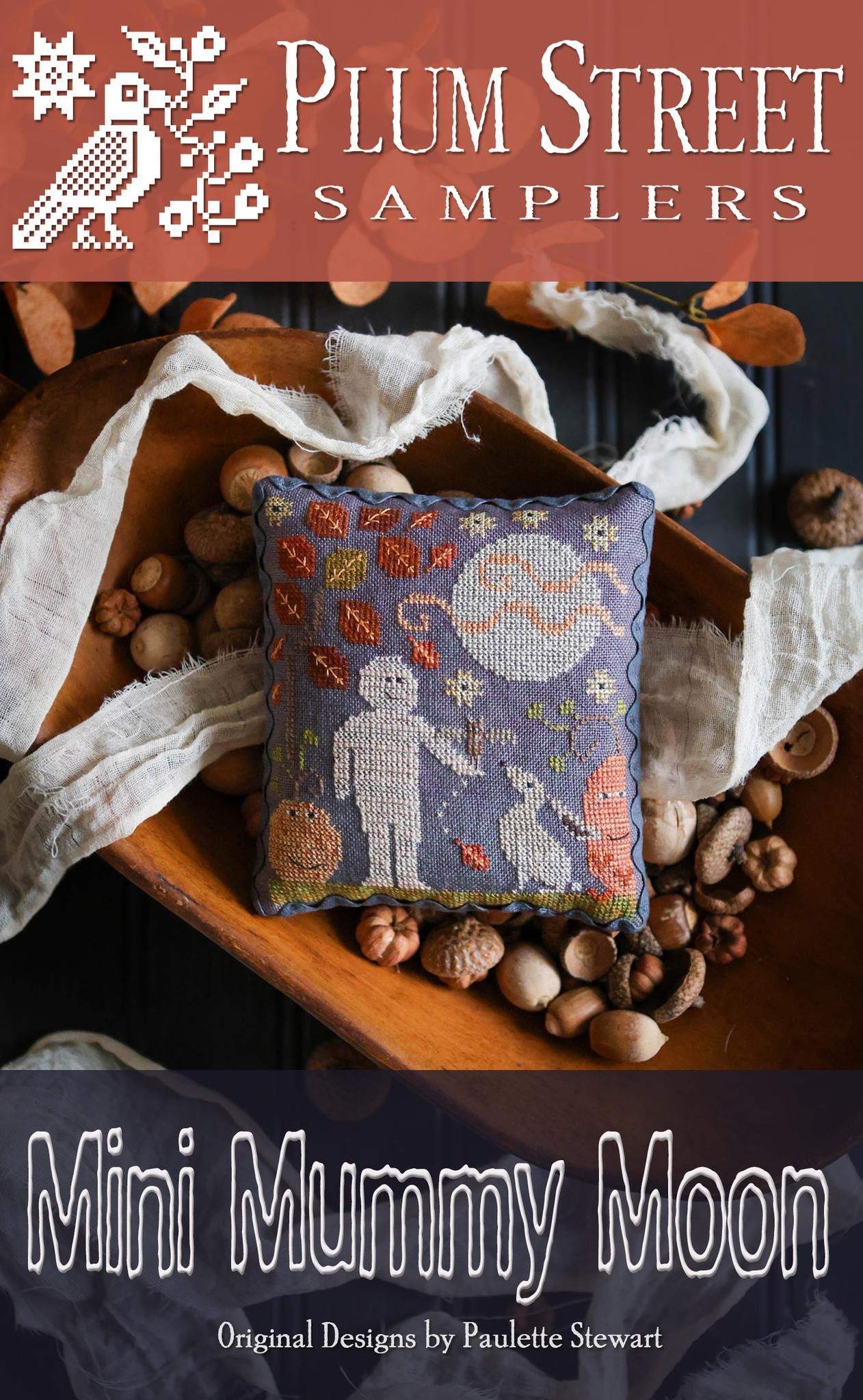 Mini Mummy Moon Plum Street Samplers Cross Stitch Pattern – Lindy Stitches
