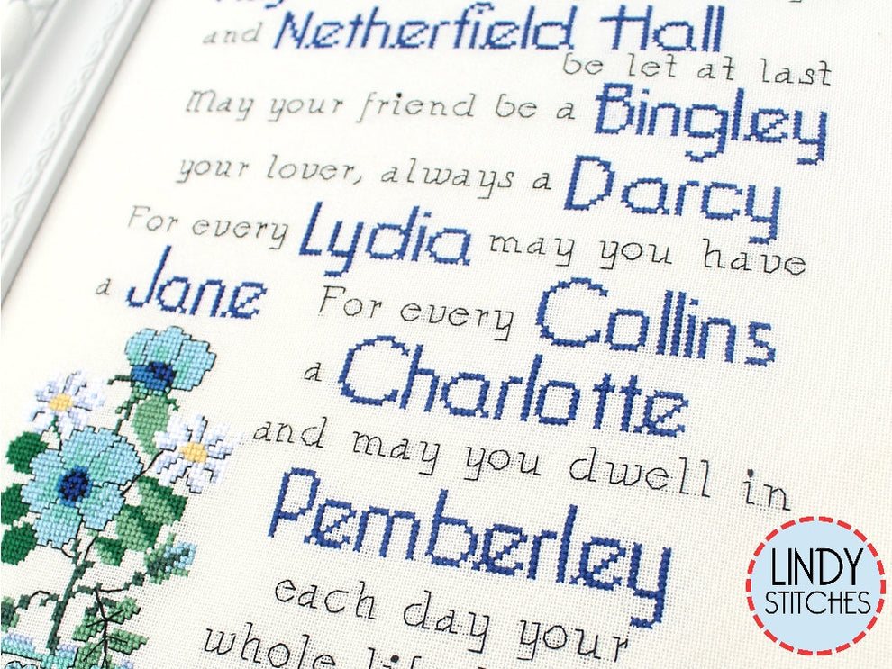 PDF Pride and Prejudice Blessing Cross Stitch Pattern by Lindy Stitche ...